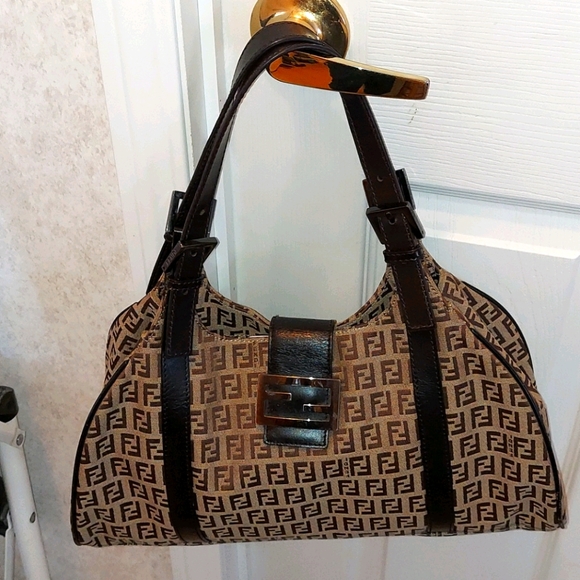 Fendi | Bags | Vintage Fendi Signature Zucchini Tote Shoulder Satchel ...